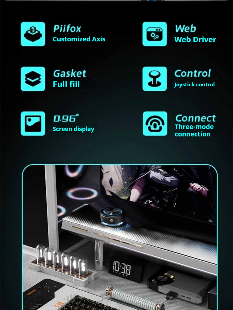 PIIFOX WALKER75 magnetic axis wireless three mode aluminum alloy game ...