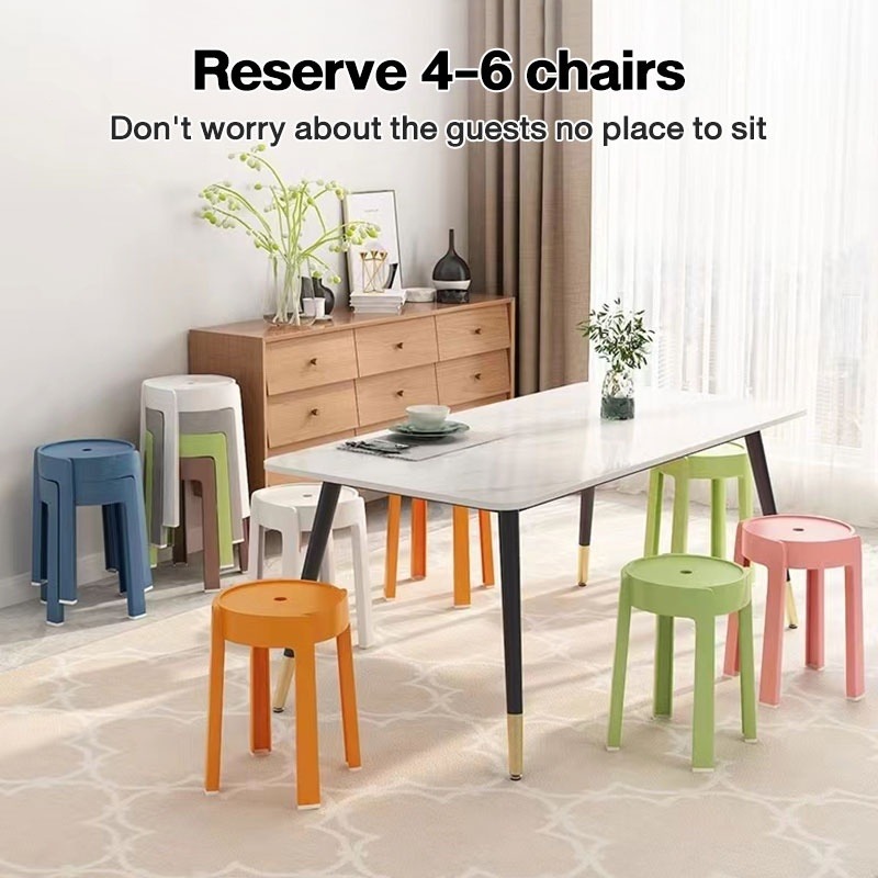 Nordic Style Stackable Monoblock Chair Plastic Stool Thickened Dining ...
