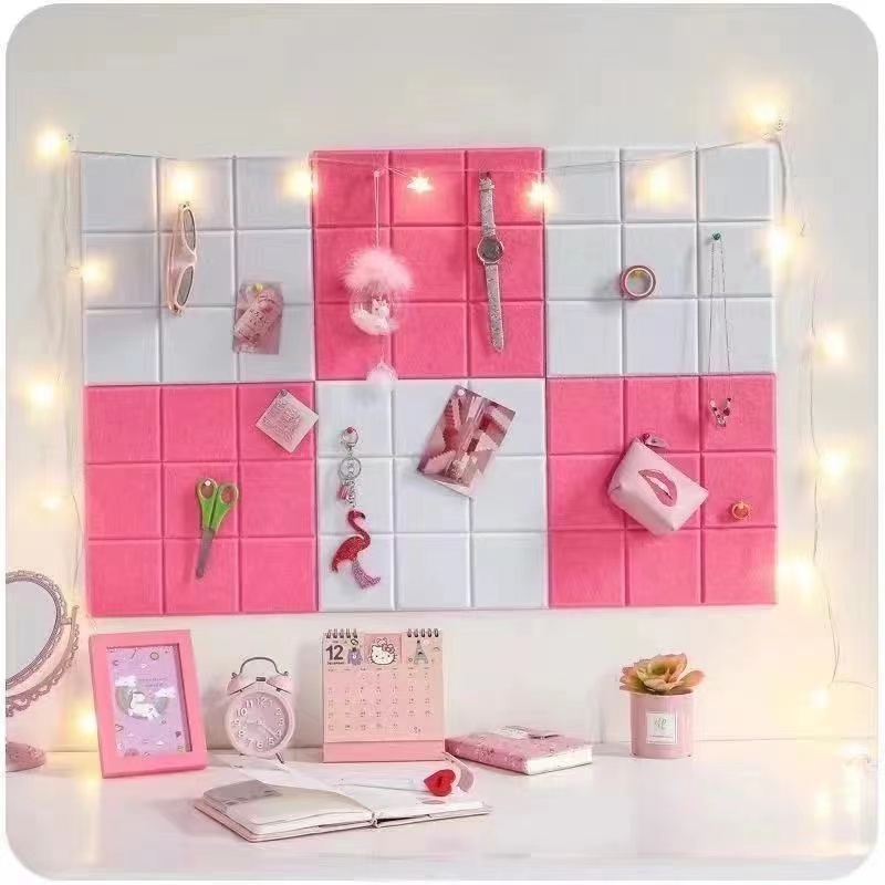 DIY Grid Felt Background Board Nordic Square Bulletin Cork Board ...
