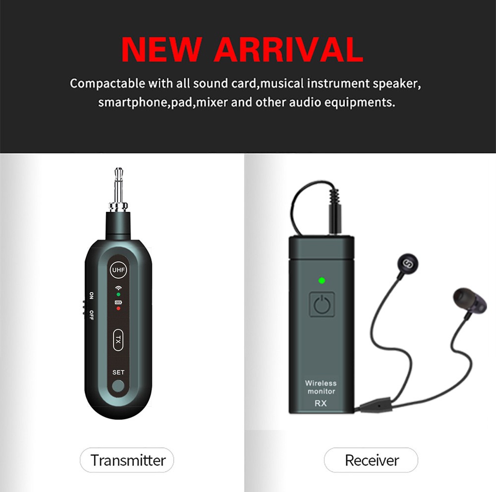 Wireless In Ear Monitor System IEM UHF Mono Transmitter Receiver for ...