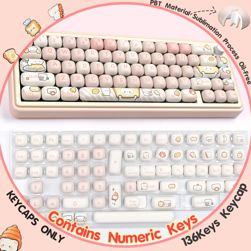 SOY MILK Keycaps PBT 141Keys/Set MOA Profile Five-sided Heat Sublimation Compatible Gateron ...