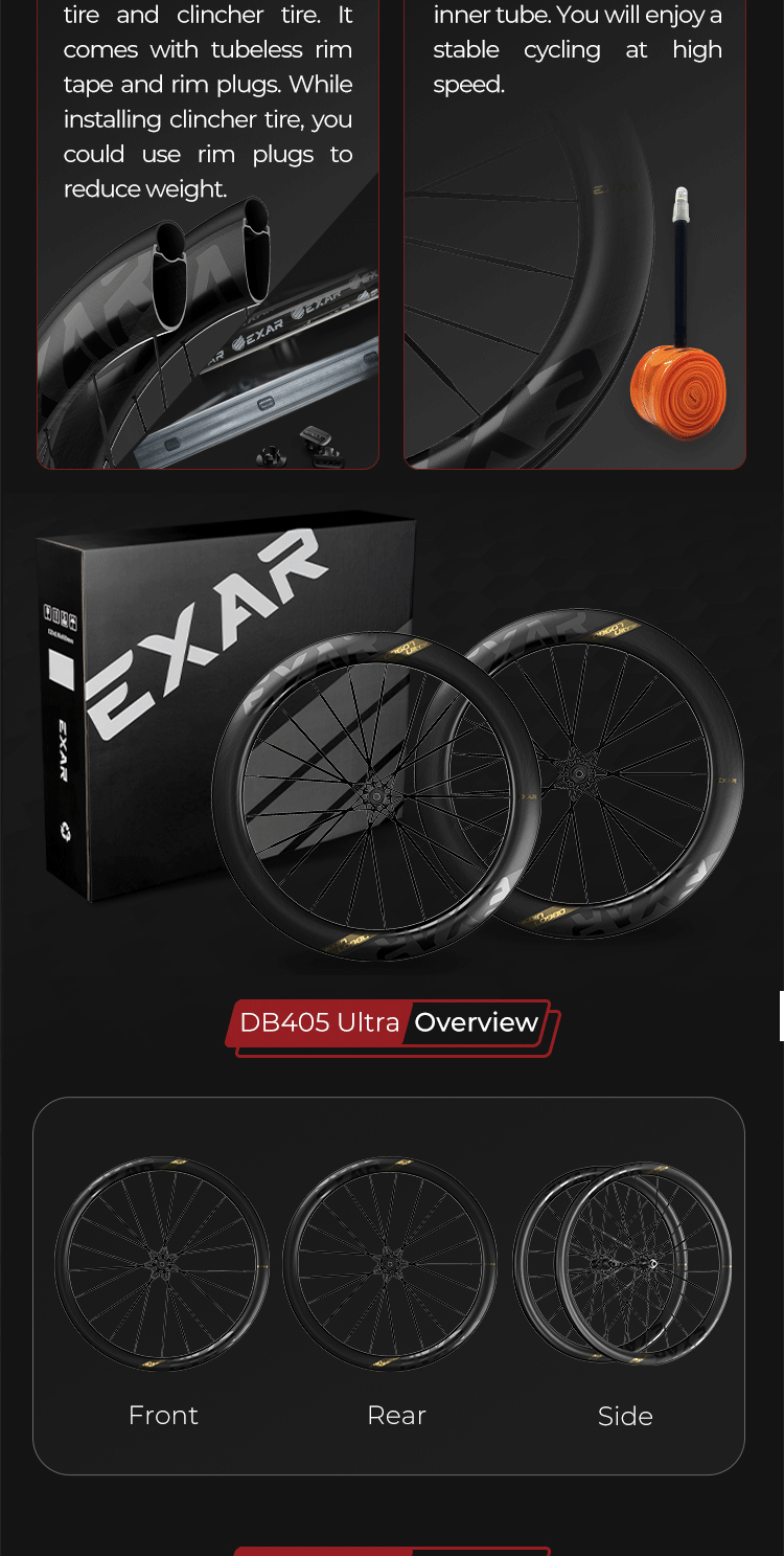 EXAR Carbon Fiber Wheelset Ultra 2025 Front Rear Wheels Ceramic Bearing ...