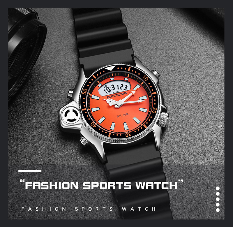 SANDA 3008-2/in stock Waterproof Men Watch Sports Multifunctional ...