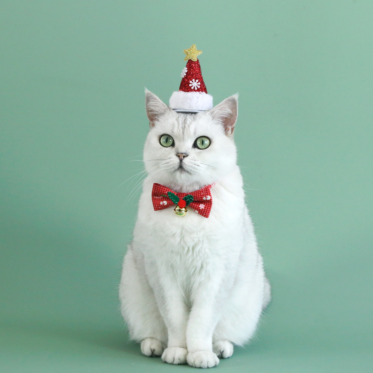 2025 pet cat christmas bow tie collar plaid fabric red green snowman ...