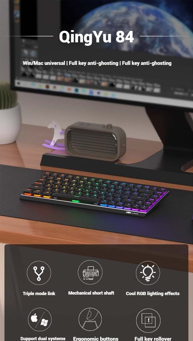 MageGee QingYu 84 Mute Office three mode mechanical keyboard Custom ...