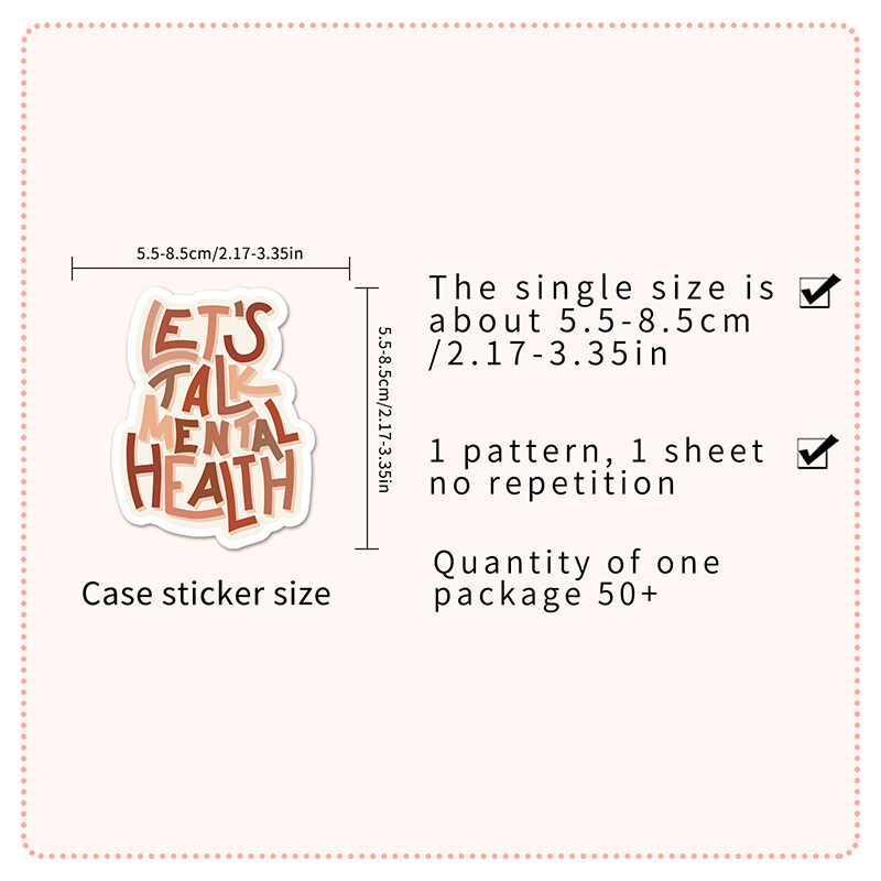 50Pcs Bohemian Mental Health Sticker DIY Aesthetic Diary Decorative ...