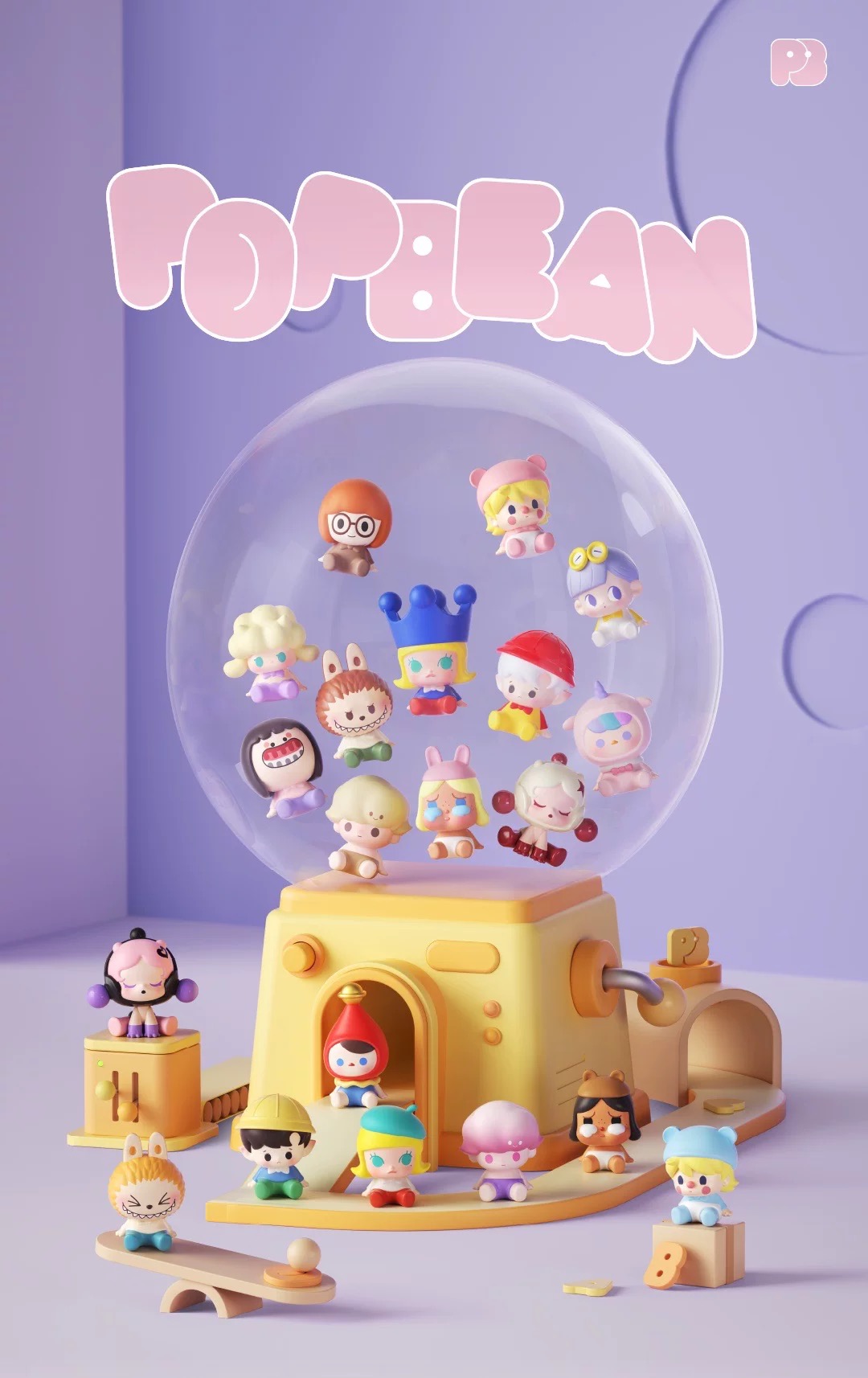 P POPBEAN Classic Sitting Posture Series Doll Bubble Cute Particles Row ...