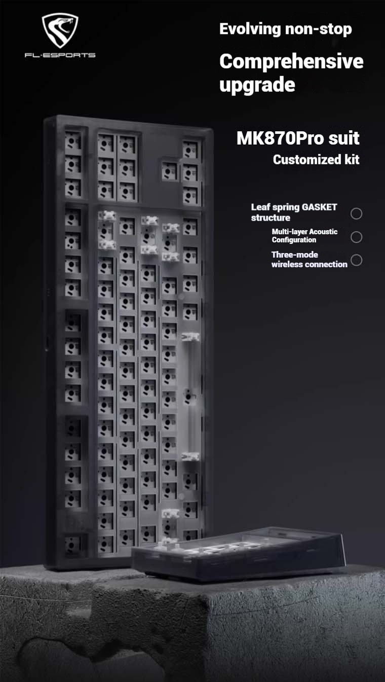 FL·ESPORTS MK870PRO set 108-key three-mode wireless Bluetooth wired mechanical keyboard RGB ...