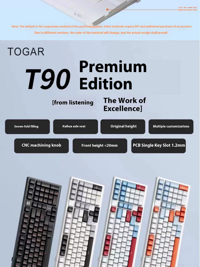 Togar T90 three mode wireless customized mechanical keyboard, Gasket structure, full key hot ...