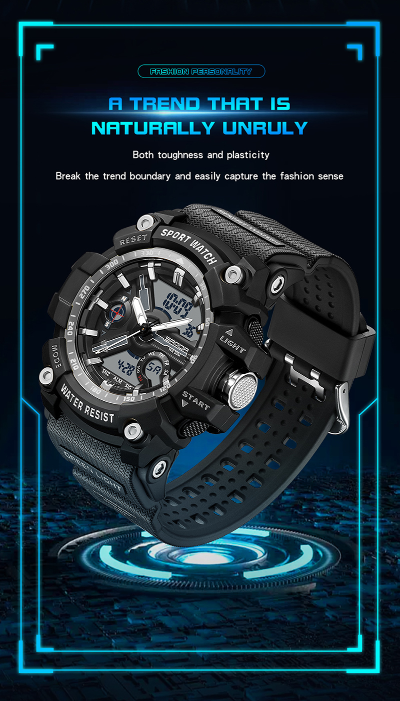 SANDA 3179-2/in stock Waterproof Luminous Casual Analog-Digital Watch ...