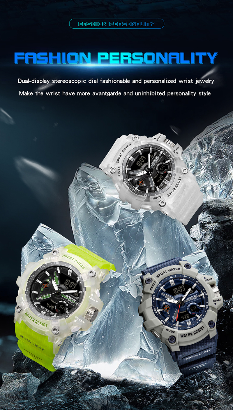 SANDA 3179-2/in stock Waterproof Luminous Casual Analog-Digital Watch ...