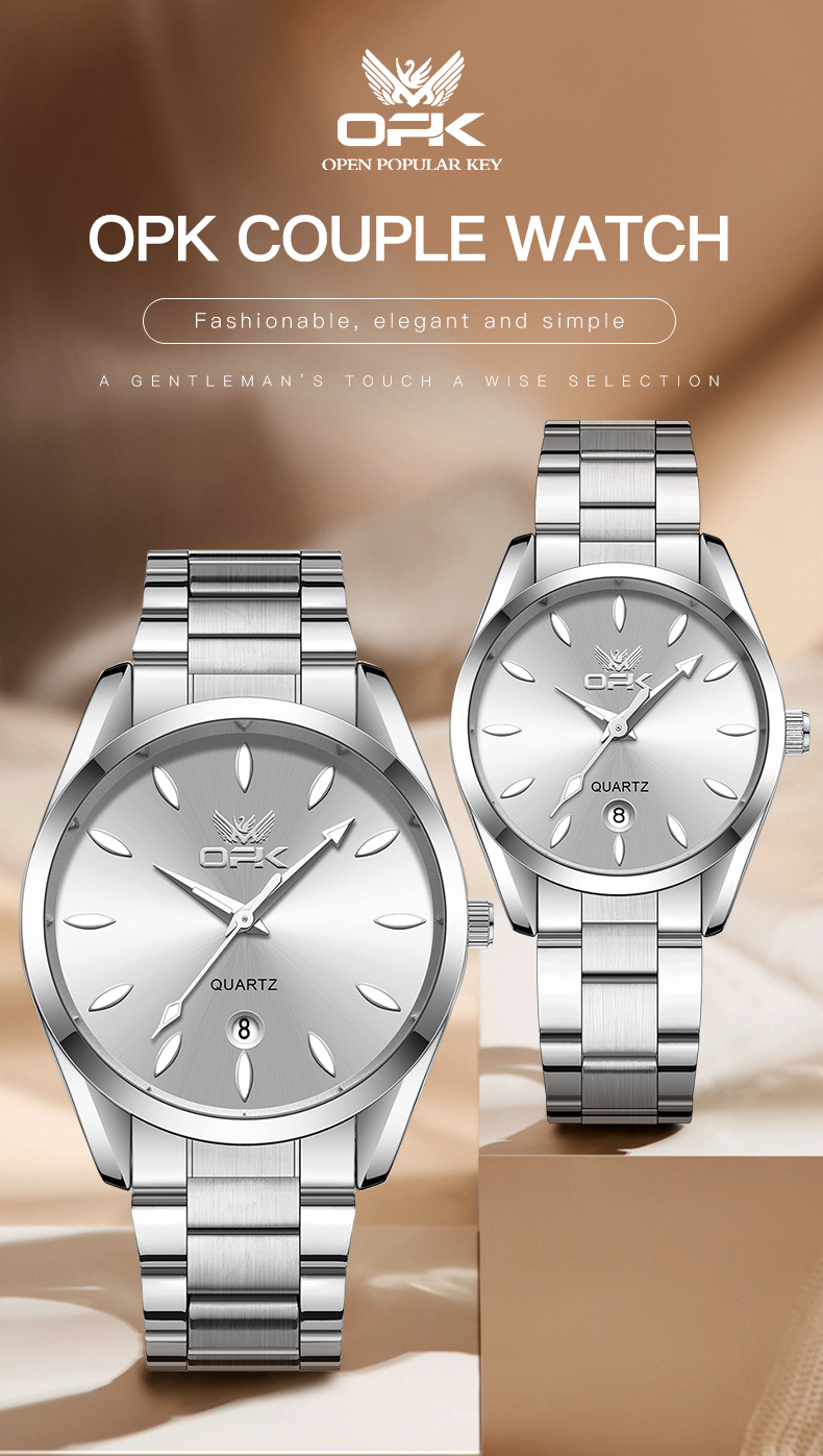 OPK Couple Watch Waterproof Original With Box Stainless Steel Strap ...