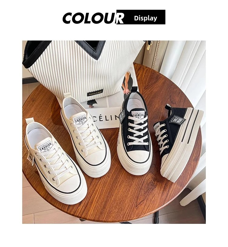 korean shoes casual rubber low cut flat sneakers canvas shoes for women ...