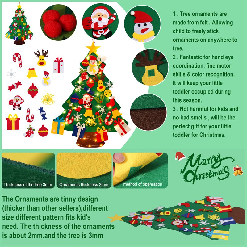 【Sending Lights】DIY Felt Christmas Tree Decorations Wall Christmas Tree ...
