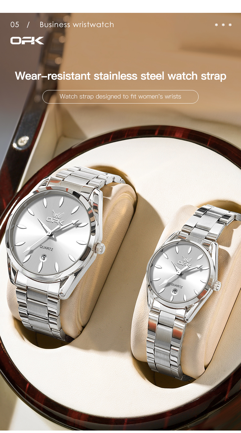 OPK Couple Watch Waterproof Original With Box Stainless Steel Strap ...