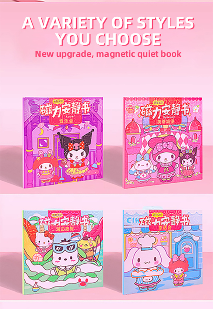 Cartoon Magnetic Kuromi Paper Doll House Book Set Sanrio Quiet Book ...