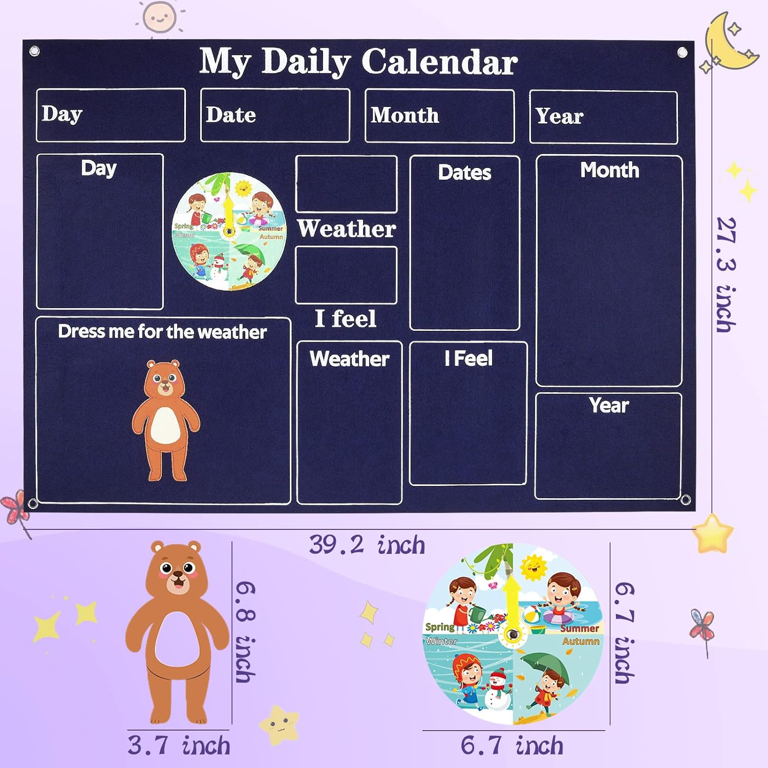 My Daily Calendar,Starry Sky, Zoo Felt Story Board For Toddlers ...