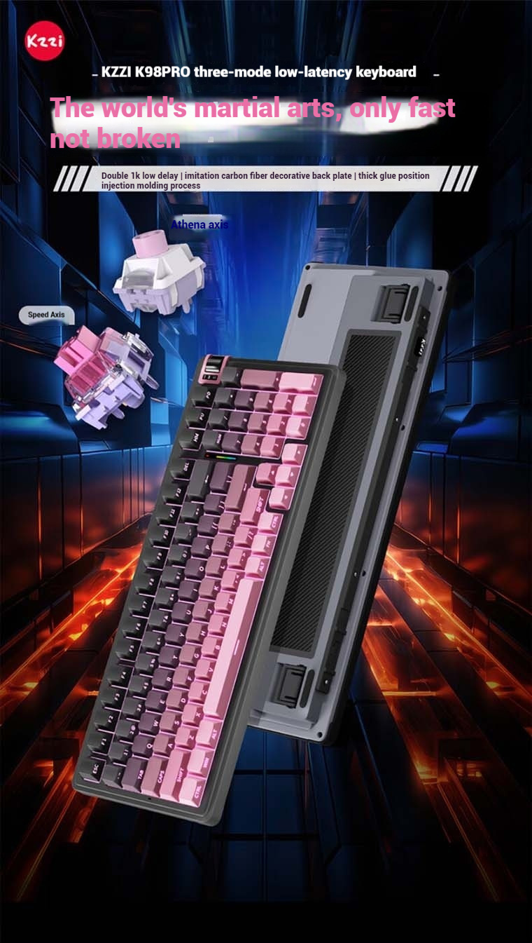 KZZI K98Pro Mechanical gaming office keyboard three-mode connection supports wired wireless ...