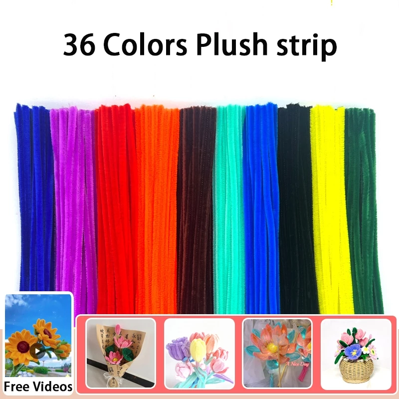 100pcs Colorful Dense Fuzzy Wire Plush Tube Twisted Stick Chenille Stem ...
