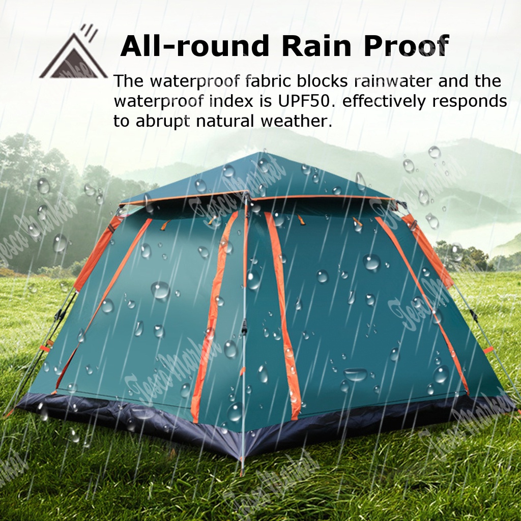 BOUNDLESS Tent For Camping Water Proof 2-6Person Automatic Tent Two ...