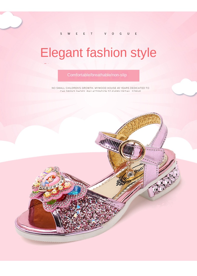 【ready stock】Fashion girls' rhinestones sandals Korean version soft ...