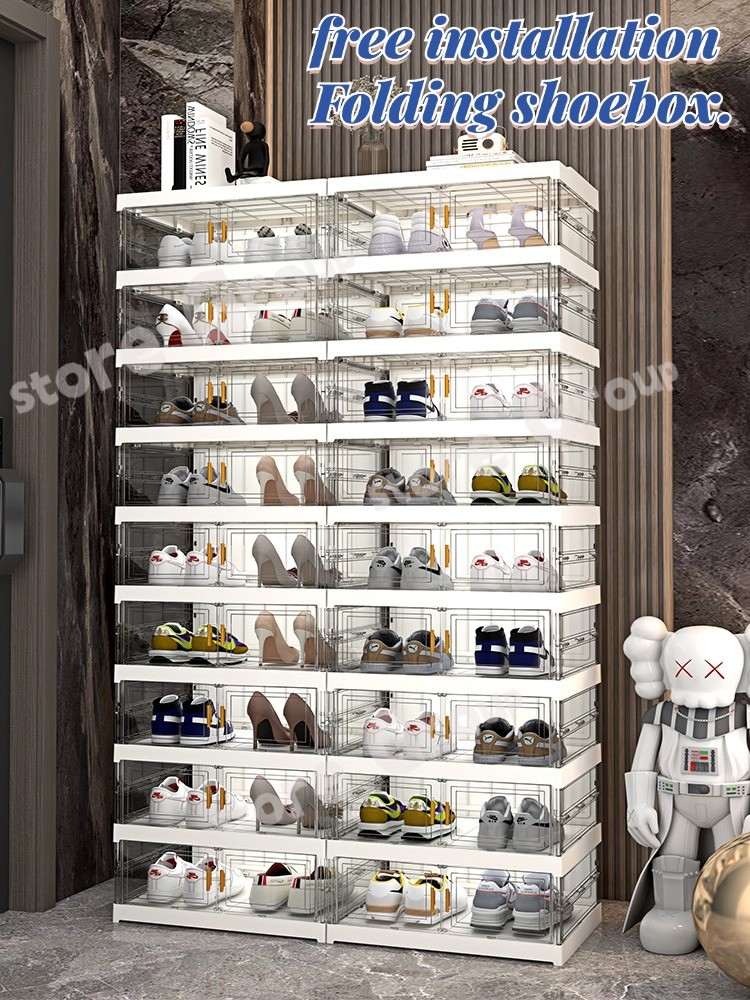 Foldable shoe rack durable shoe storage box with installation-free ...