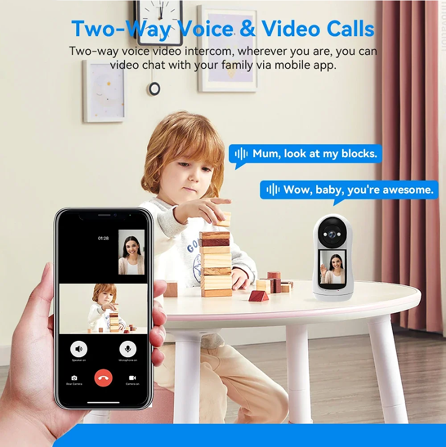 V380 PRO 3MP IPS HD Screen Wireless CCTV Indoor Home WIFI Connection Voice Assistant ...