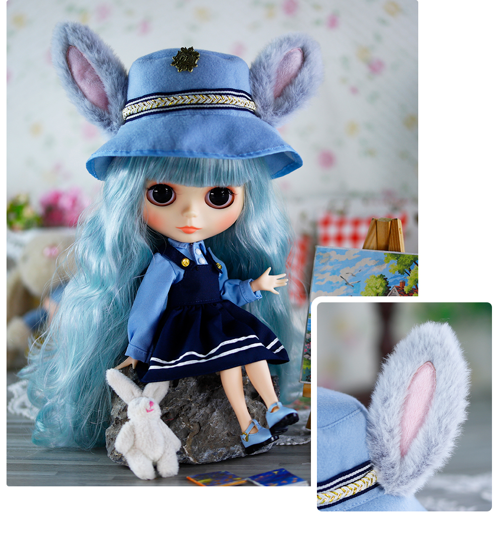 DBS Blythe doll clothes Pearl white dress, rabbit police uniform ...