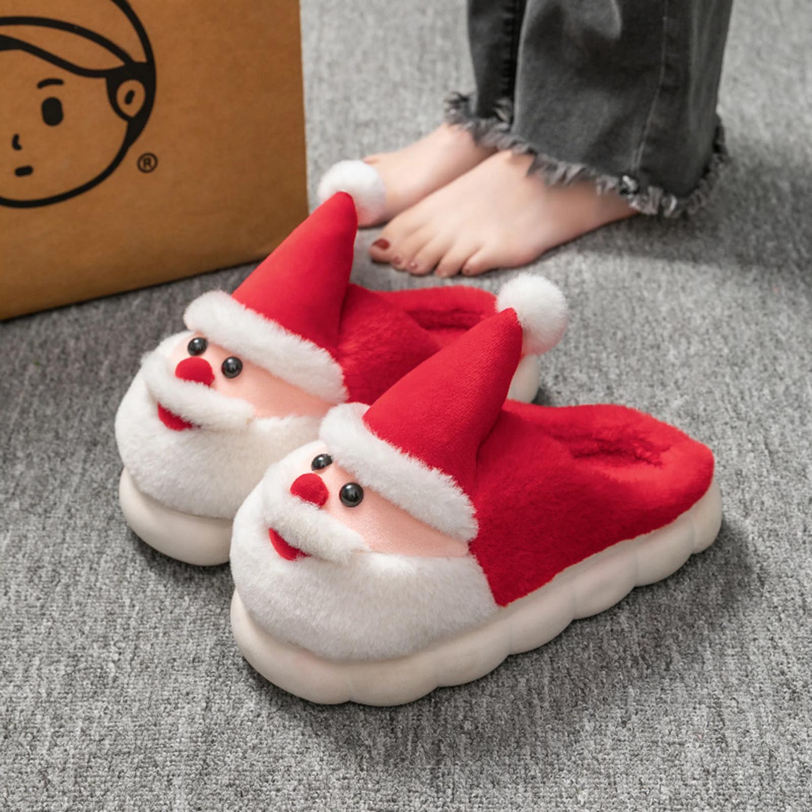 Cute Santa Claus indoor home cotton slippers warm plush slippers ...