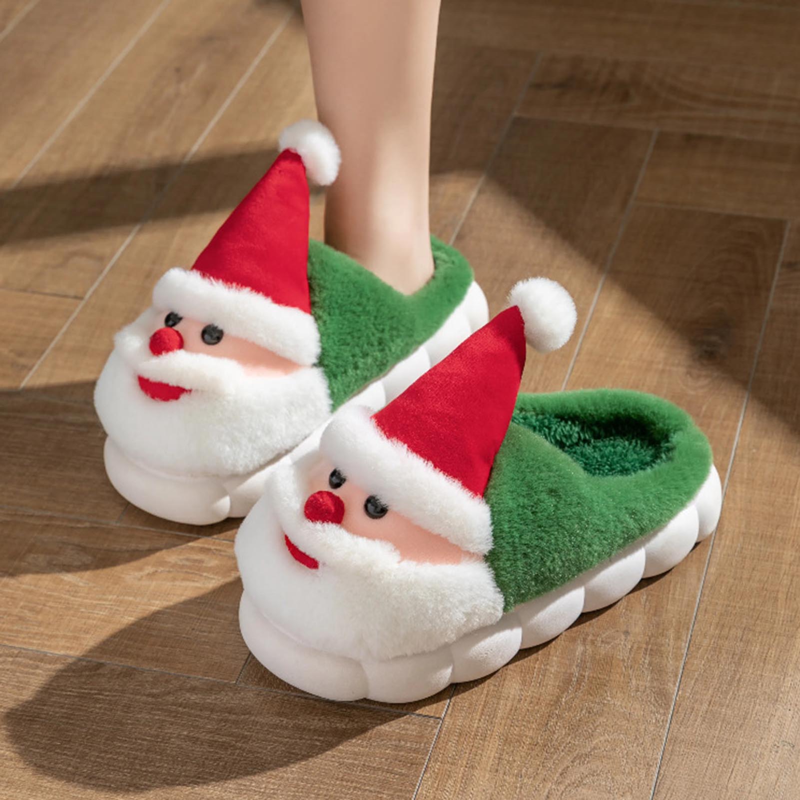 Cute Santa Claus indoor home cotton slippers warm plush slippers ...