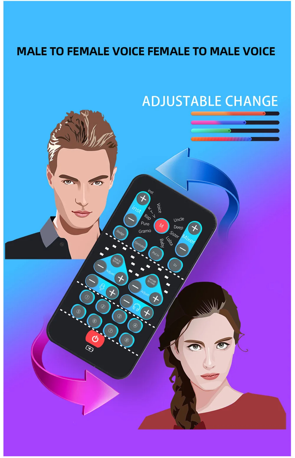 M10 Voice Changer Device Karaoke Function Male Female Voice Switch ...