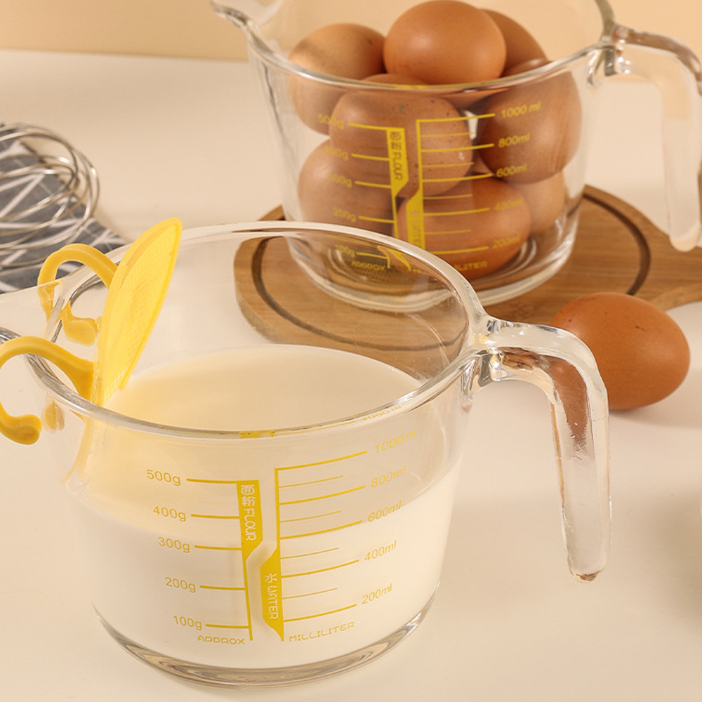 Glass Measuring Cup with Scale Built-in Filter Plate Mixing Cup Baked ...
