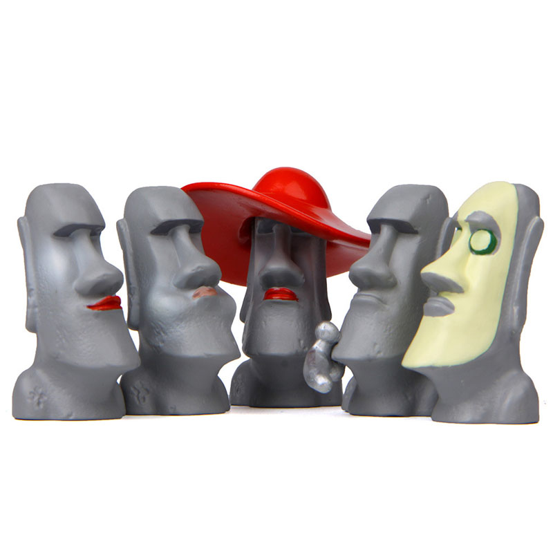 5 Styles 5cm Moai Statue Aquarium Sculpture Fish Tank Decorations ...