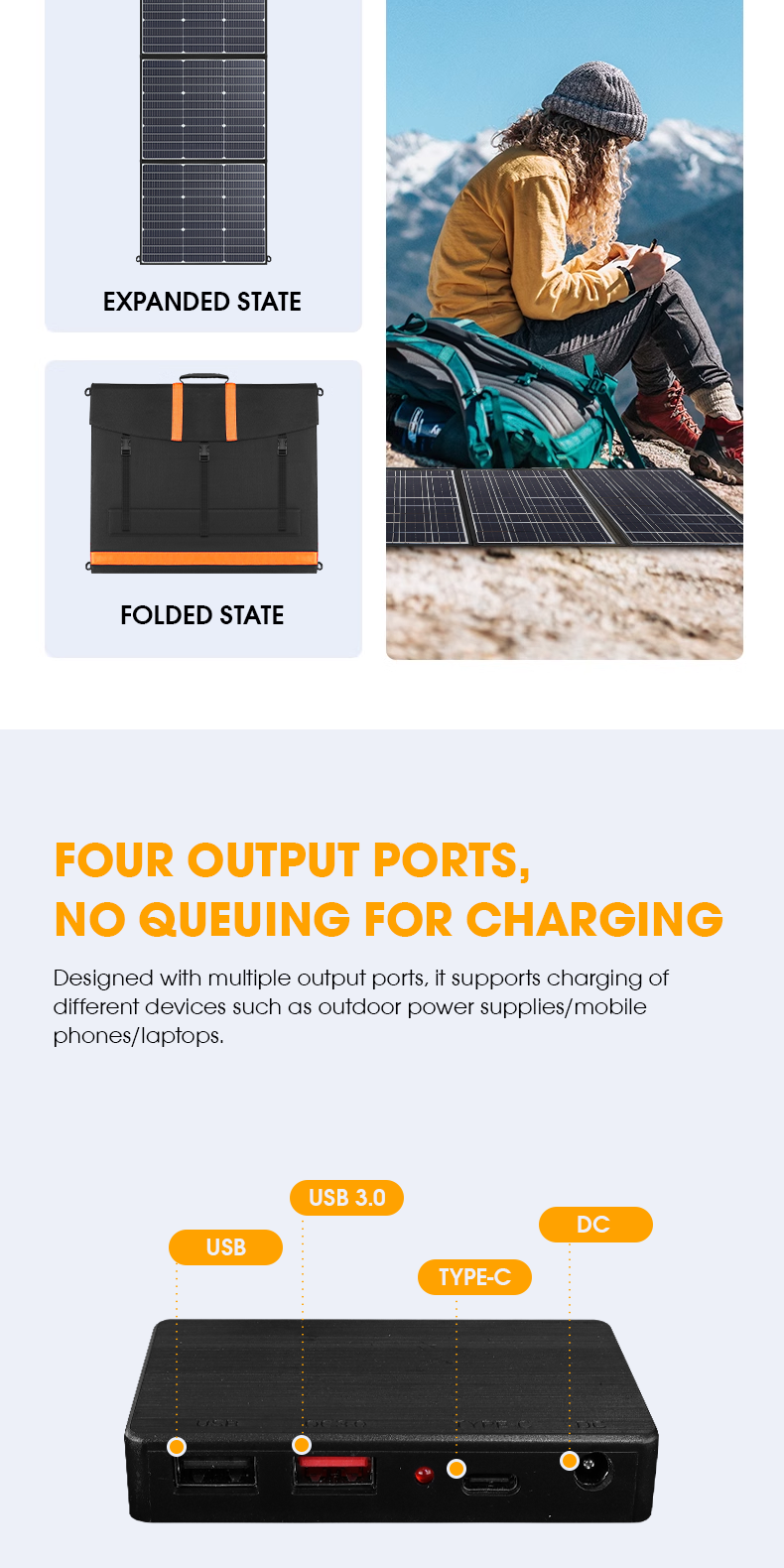 NSS Foldable Solar Panel Charger Portable Power Charger Outdoor 30W or ...