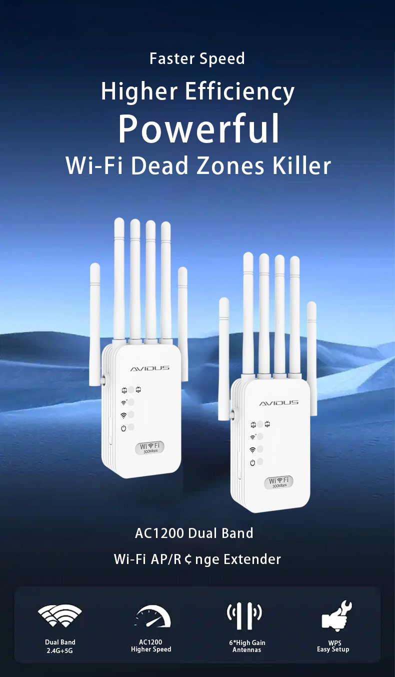 V380 Pro 1200Mbps 2.4V/5G 6-antenna Wireless WiFi Repeater signal ...