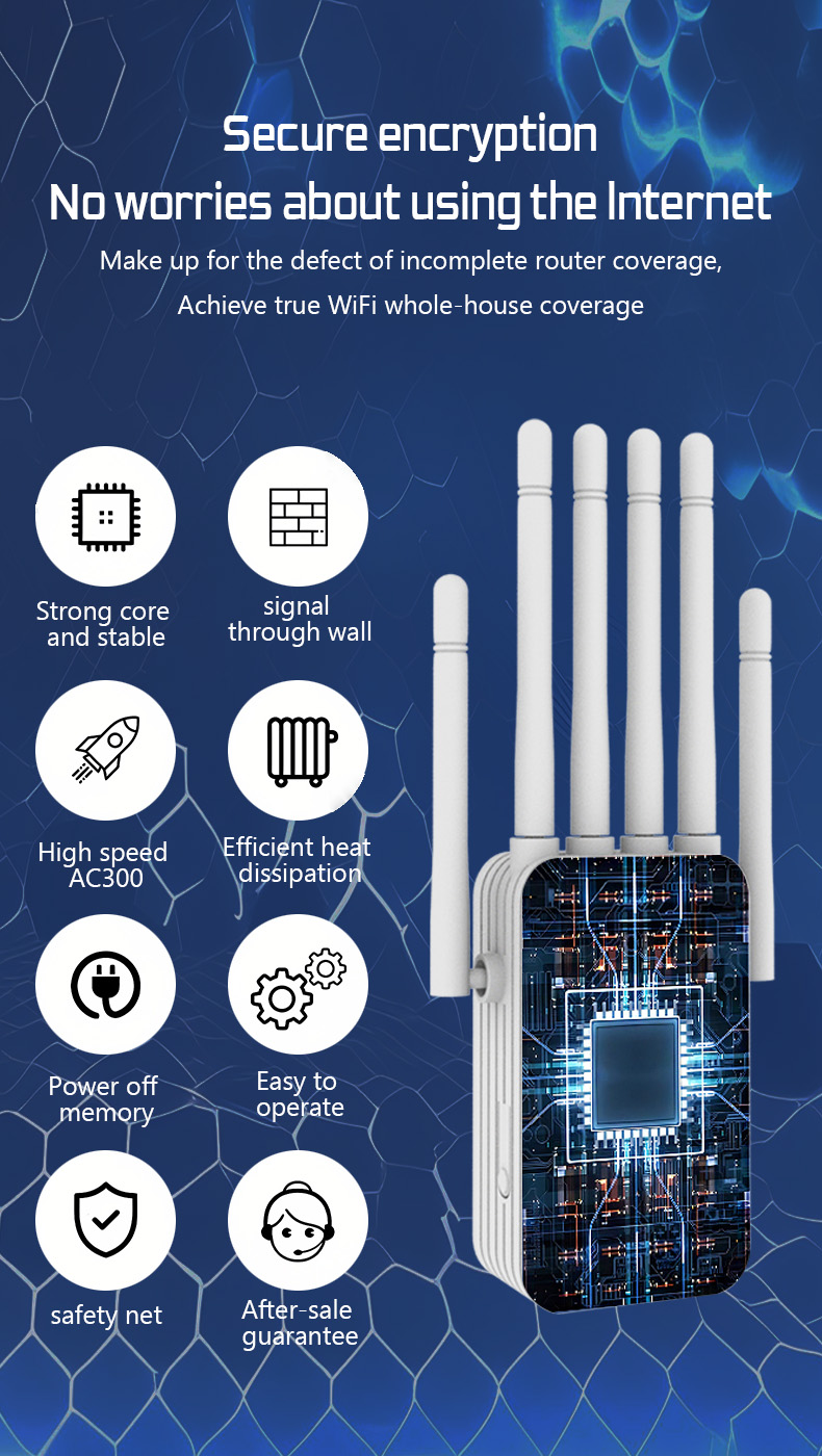 V380 Pro 1200Mbps 2.4V/5G 6-antenna Wireless WiFi Repeater signal ...