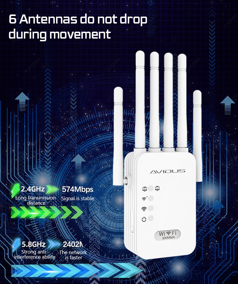 V380 Pro 1200Mbps 2.4V/5G 6-antenna Wireless WiFi Repeater signal ...