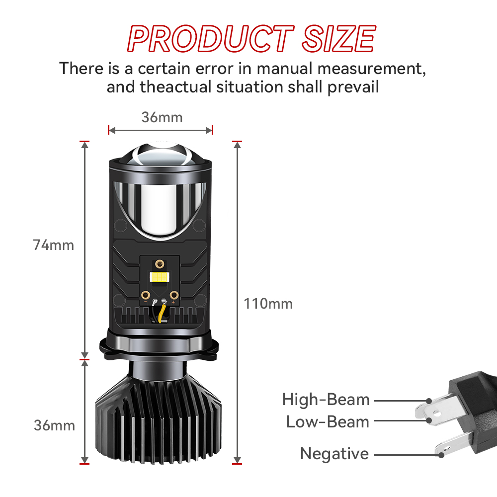 Y8/Y6 H4 2PCS 32000LM 9500K Car LED Headlight Bulb Canbus Error Free ...