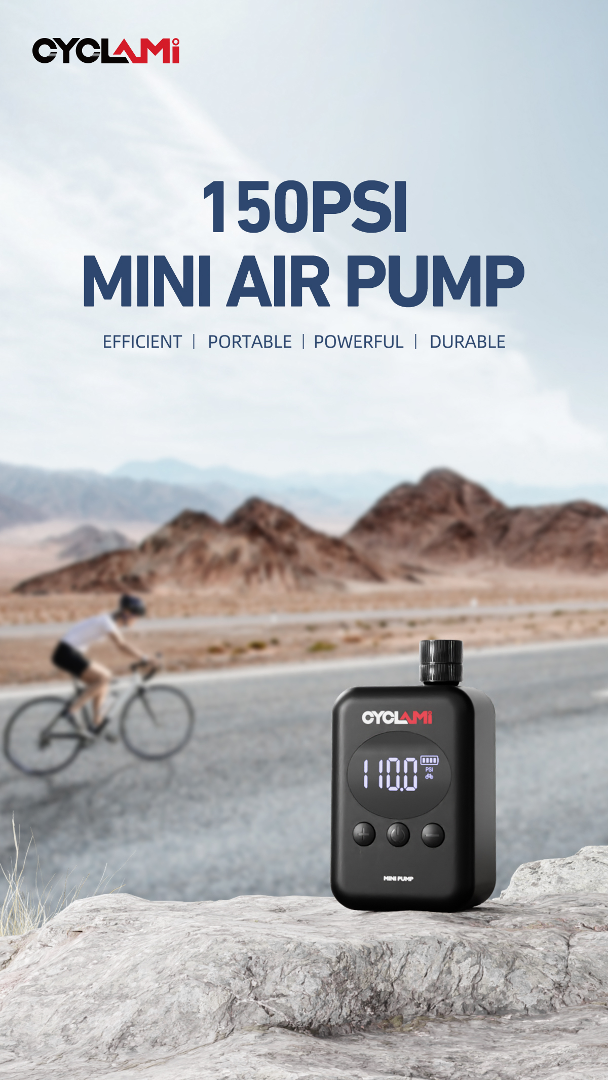 CYCLAMI HW139 150 PSI Portable Pocket Bike Electric Air Pump Rechargeable Compressor Tire ...