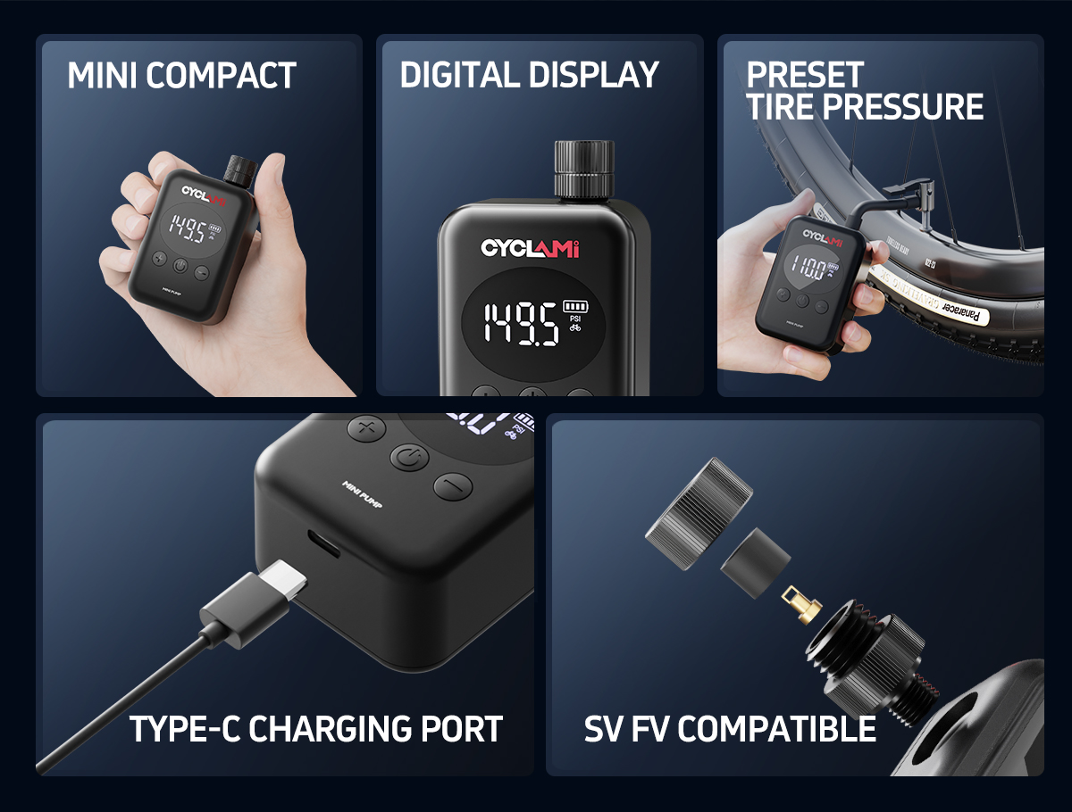 CYCLAMI HW139 150 PSI Portable Pocket Bike Electric Air Pump ...