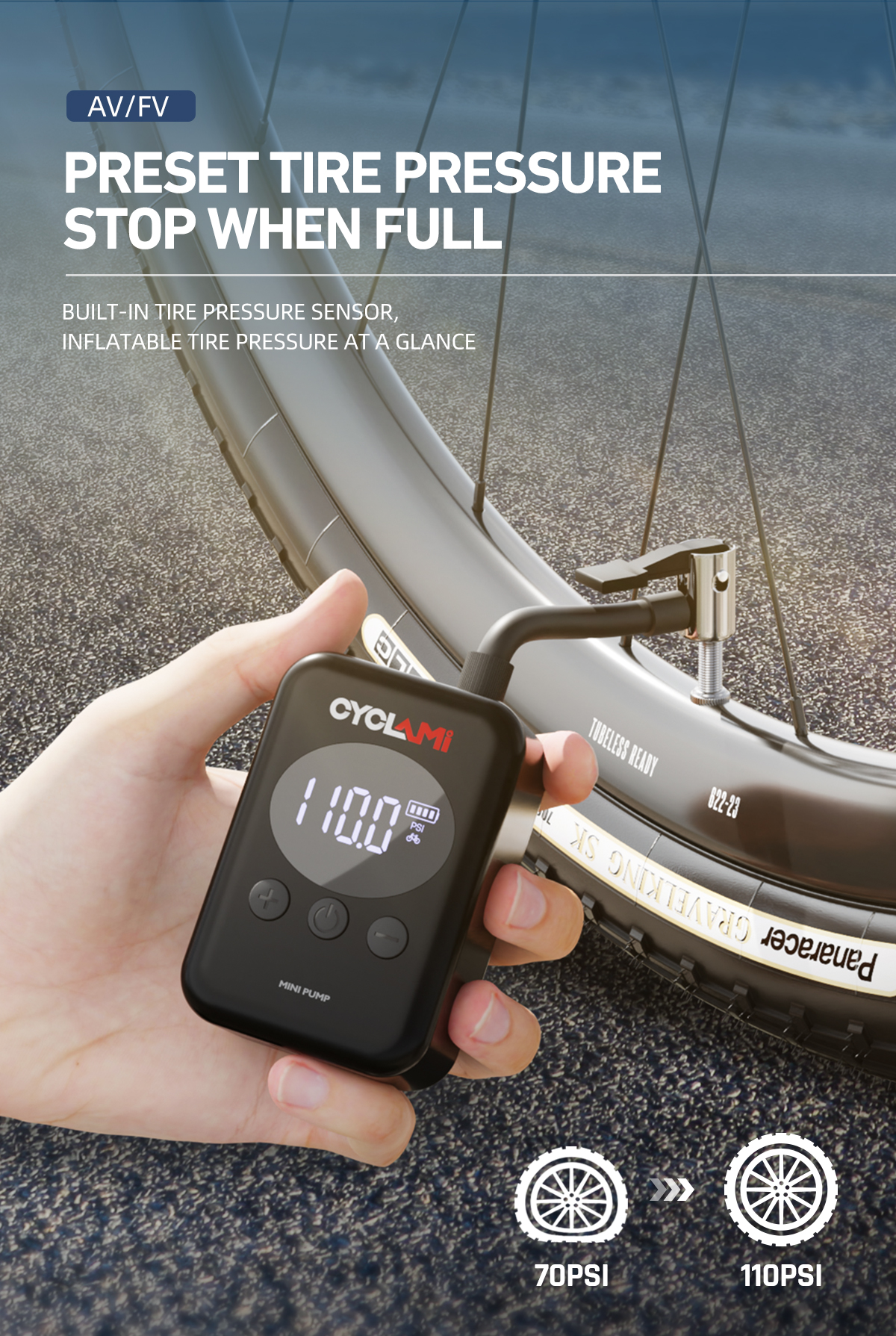 CYCLAMI HW139 150 PSI Portable Pocket Bike Electric Air Pump Rechargeable Compressor Tire ...