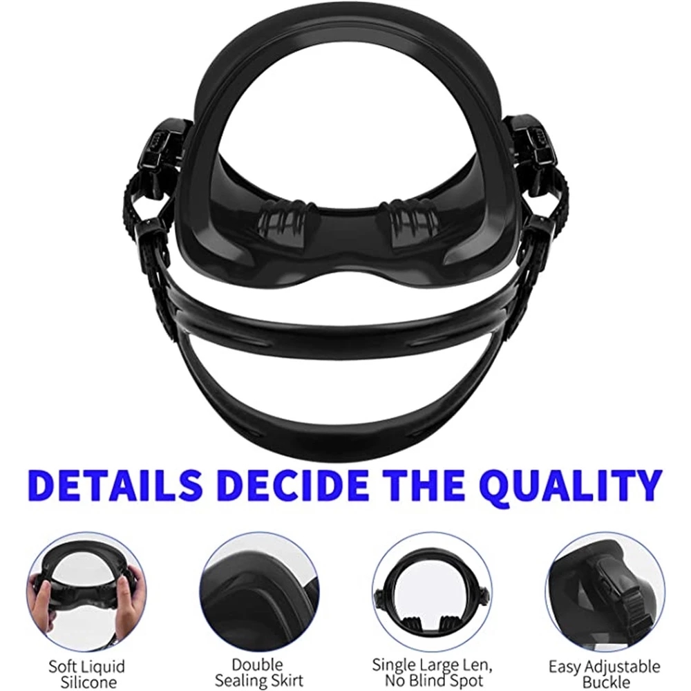 Snorkeling Mask 180 Degree Wide View Diving Mask Oval Oval Frameless ...