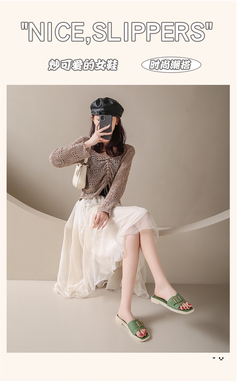 YY Korean Sandals For Women Flats Casual Fashion Versatile slipp For Women Elegant Sandals ...