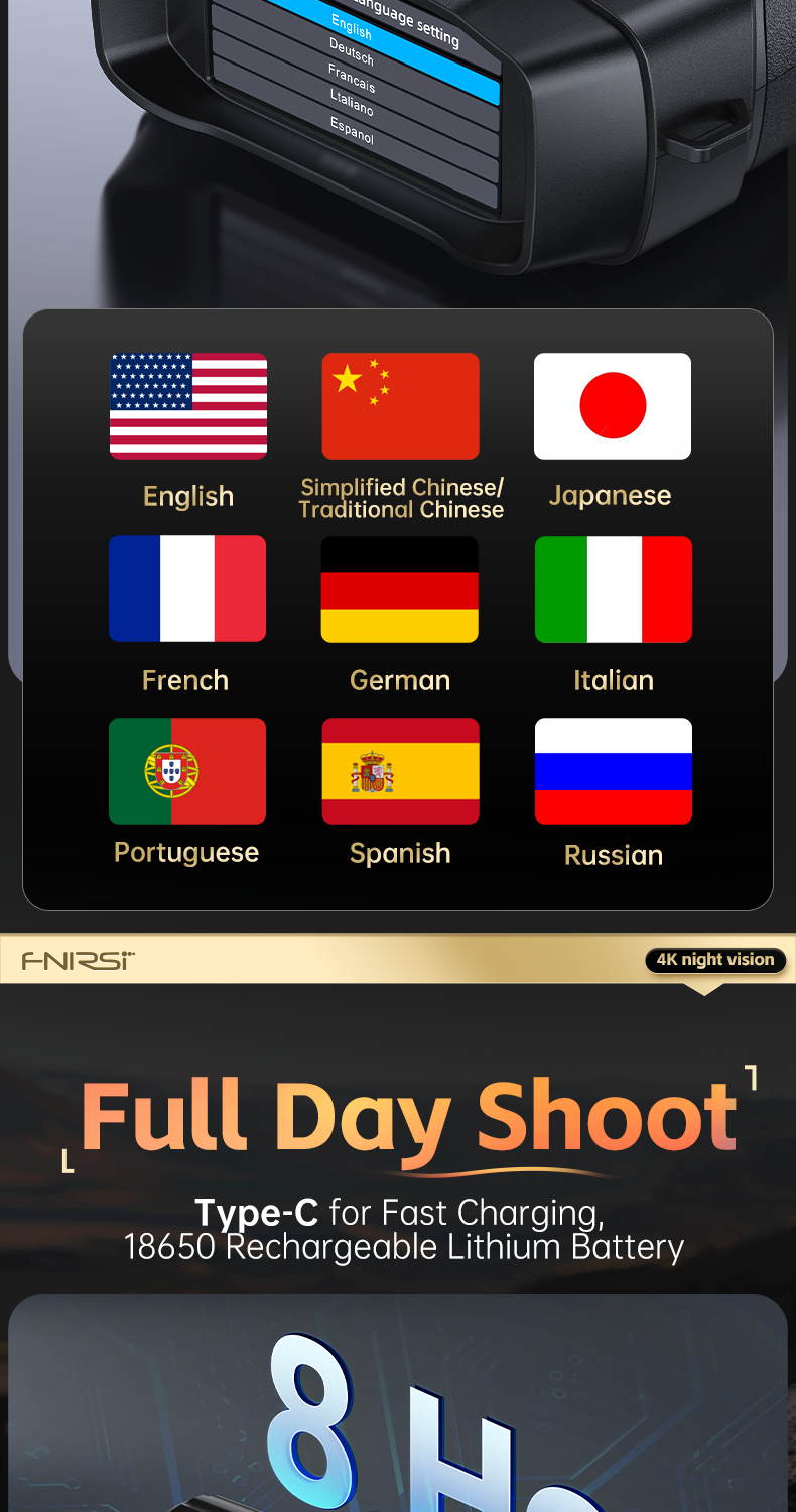 FNIRSI NVS-40 Telescope 4K HD Binoculars Night Vision Goggles 6X ...