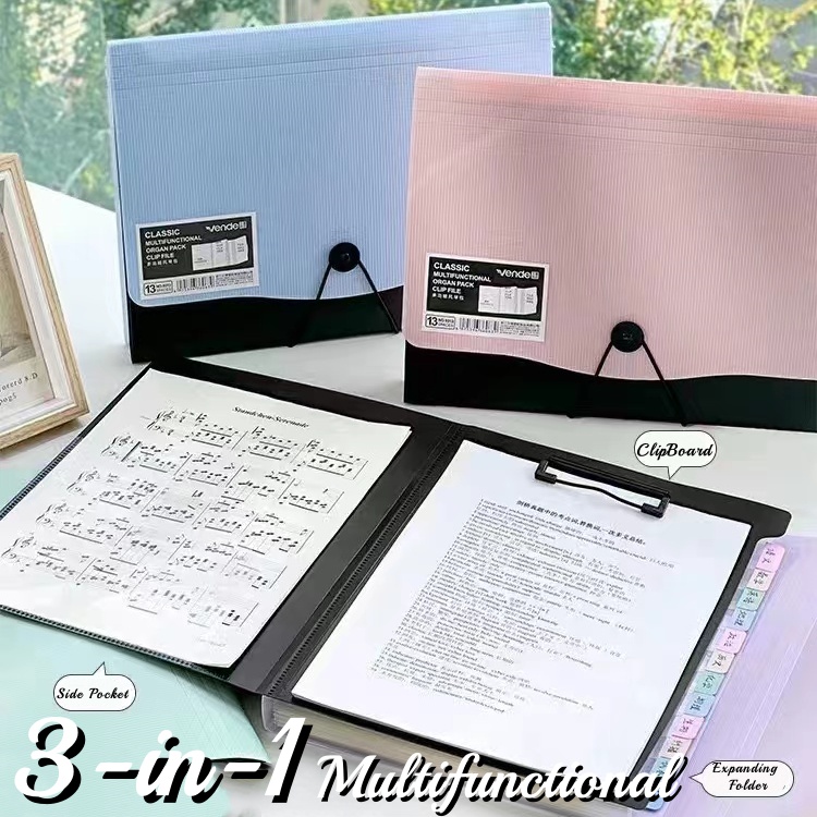 3 in 1 Long Expanding File Folder Organizer Paper Organizer with Clip ...