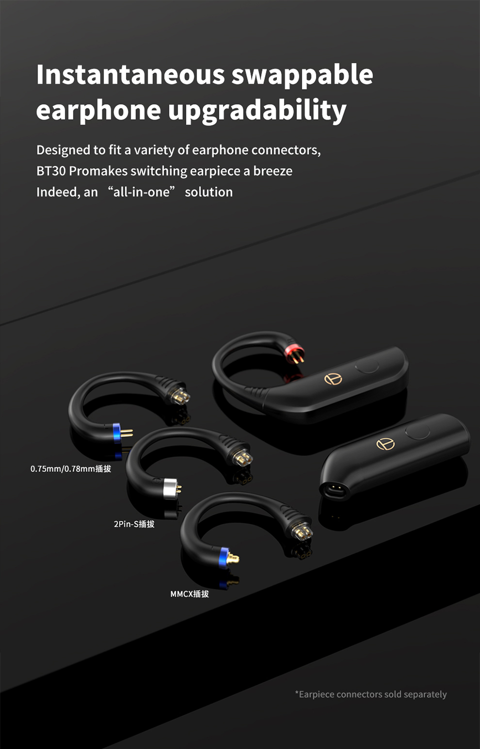 TRN BT30 PRO Ture Wireless Bluetooth 5.2 Upgrade Cable Module Earhook Qualcomm Headset APT-X ...