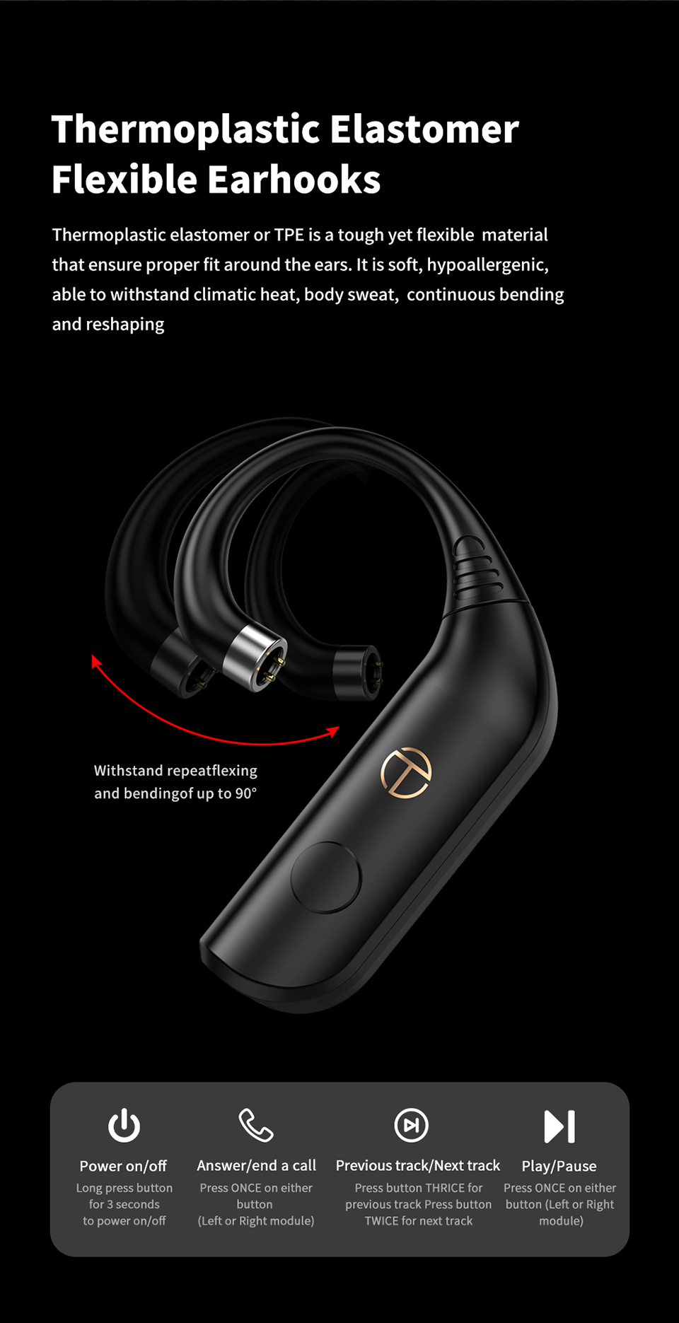 TRN BT30 PRO Ture Wireless Bluetooth 5.2 Upgrade Cable Module Earhook Qualcomm Headset APT-X ...