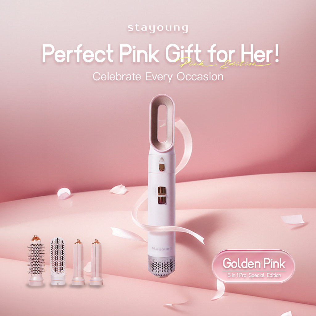 【Pink Edition】STAYOUNG 5 in 1 Hair Styler Pro, Golden Pink Specia ...