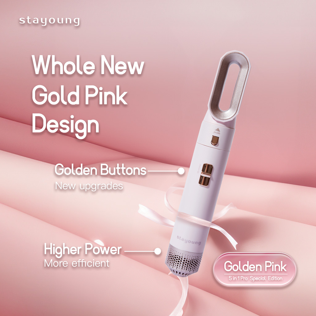 【Pink Edition】STAYOUNG 5 in 1 Hair Styler Pro, Golden Pink Specia ...
