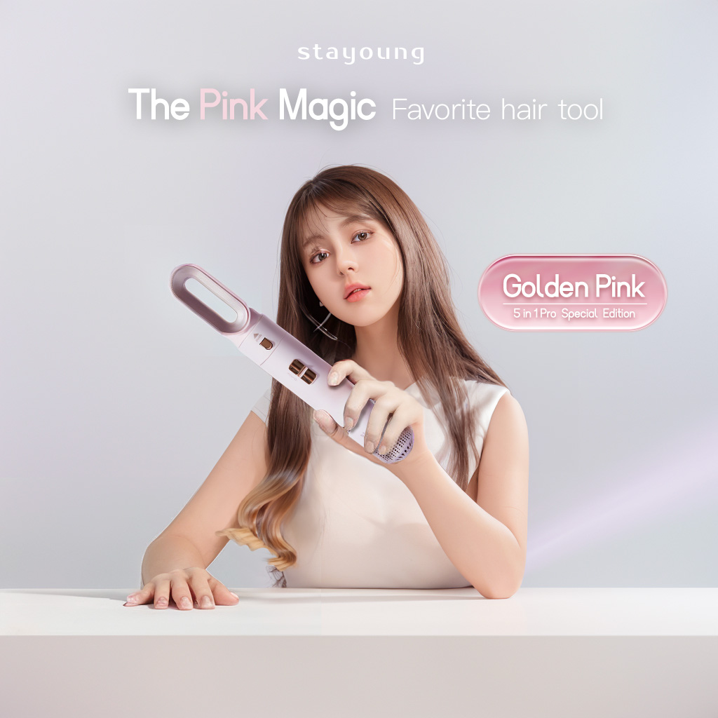 【Pink Edition】STAYOUNG 5 in 1 Hair Styler Pro, Golden Pink Specia ...